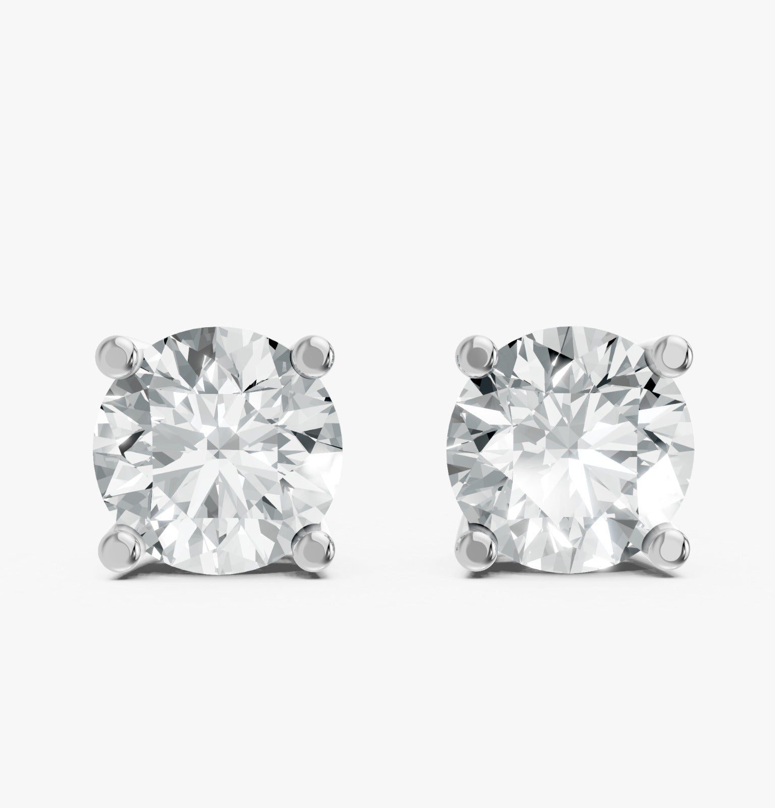 Round Shape Lab Grown Diamond 4-prong Push-Back Studs in 925 Silver ...